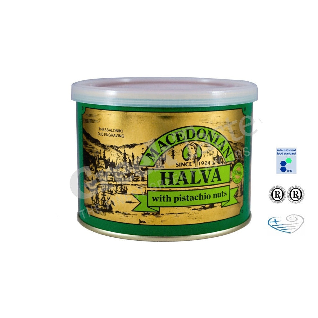 Greek Macedonian Halva with Pistachio Nuts 500gr Tin Can – Greek Tastes ...